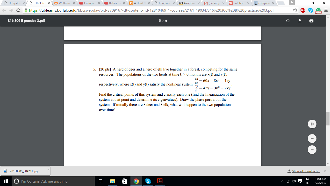 Solved D DE syste D s16 306 × \ 츄 Wolfram × Example × | Chegg.com
