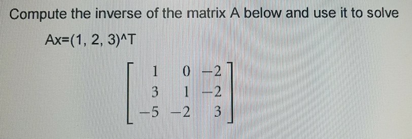 Solved Compute the inverse of the matrix A below and use it | Chegg.com