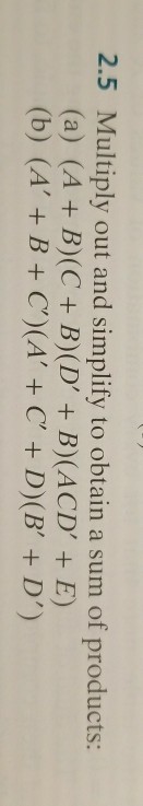 Solved 2.5 Multiply out and simplify to obtain a sum of | Chegg.com