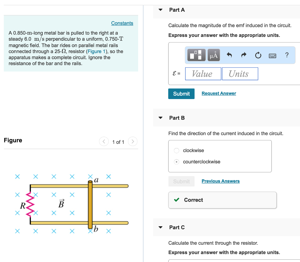 Solved Part A Constants Calculate the magnitude of the emf | Chegg.com