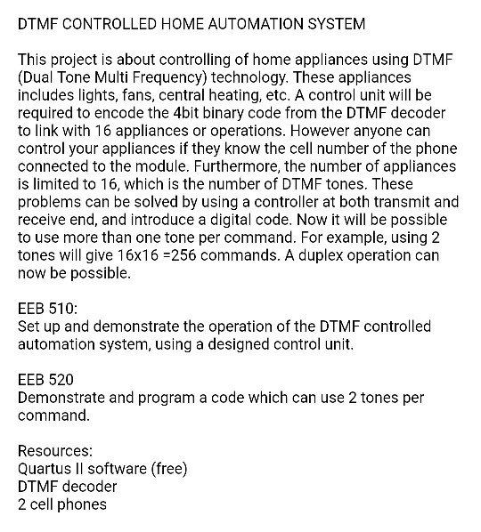 DTMF CONTROLLED HOME AUTOMATION SYSTEM This project | Chegg.com