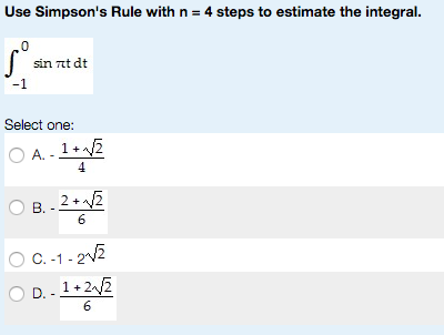 Solved Use Simpson's Rule with n = 4 steps to estimate the | Chegg.com