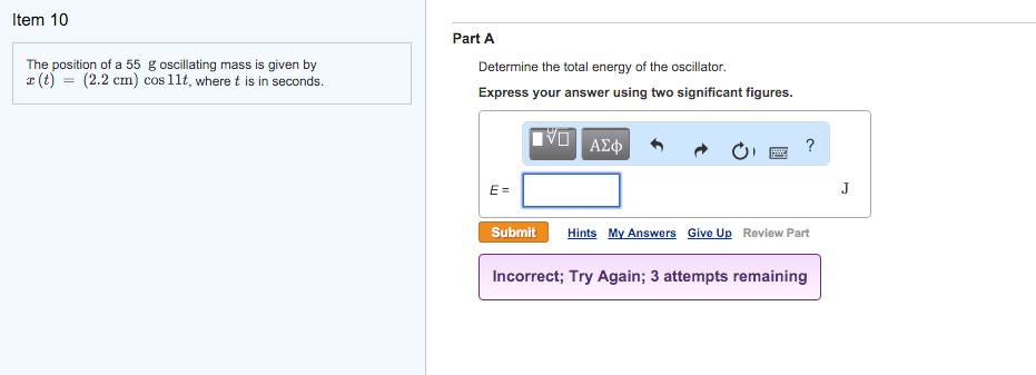 Solved The position of a 55 g oscillating mass is given by | Chegg.com