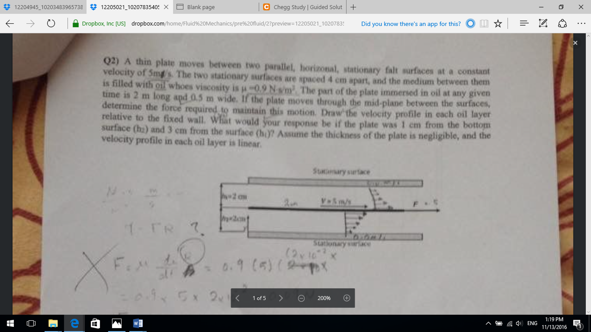 Solved A thin plate moves between two parallel, horizontal | Chegg.com