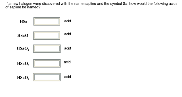 Solved If a new halogen were discovered with the name | Chegg.com