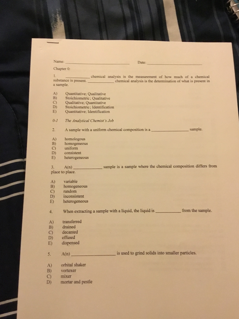 Solved Name: Date: Chapter 0: substance is present. a | Chegg.com