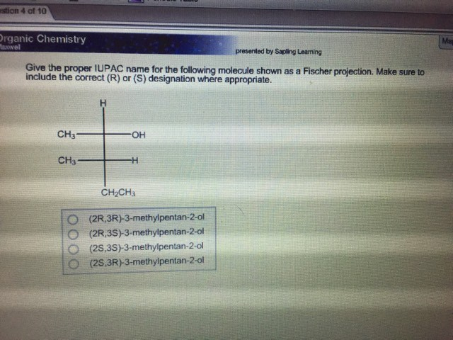 Solved Give the proper IUPAC name for the following molecule | Chegg.com