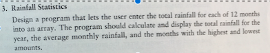 Solved IPO Chart for GetSmallestRainfall function Input | Chegg.com
