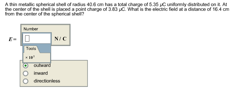 Solved A thin metallic spherical shell of radius 40.6 cm has | Chegg.com