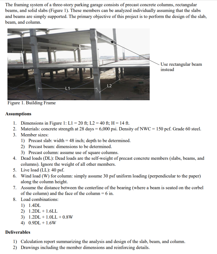 The framing system of a three-story parking garage | Chegg.com
