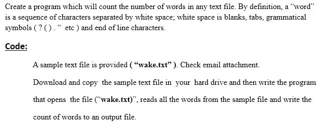 Create a program which will count the number of words | Chegg.com