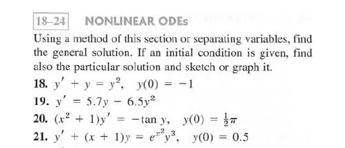 Solved NONLINEAR ODEs Using a method of this section or | Chegg.com