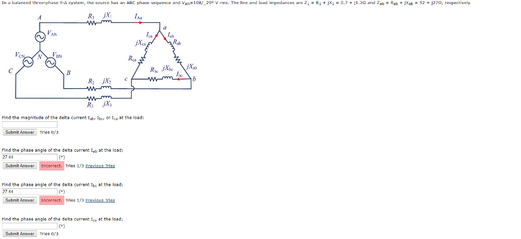 Solved In a balanced three phase Y-A system, the source has | Chegg.com