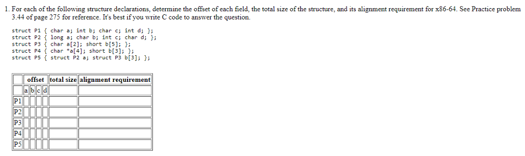Solved 1. For each of the following structure declarations, | Chegg.com