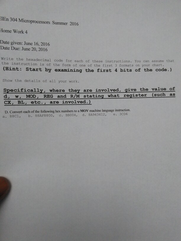 Solved Write the hexadecimal code for each of these | Chegg.com