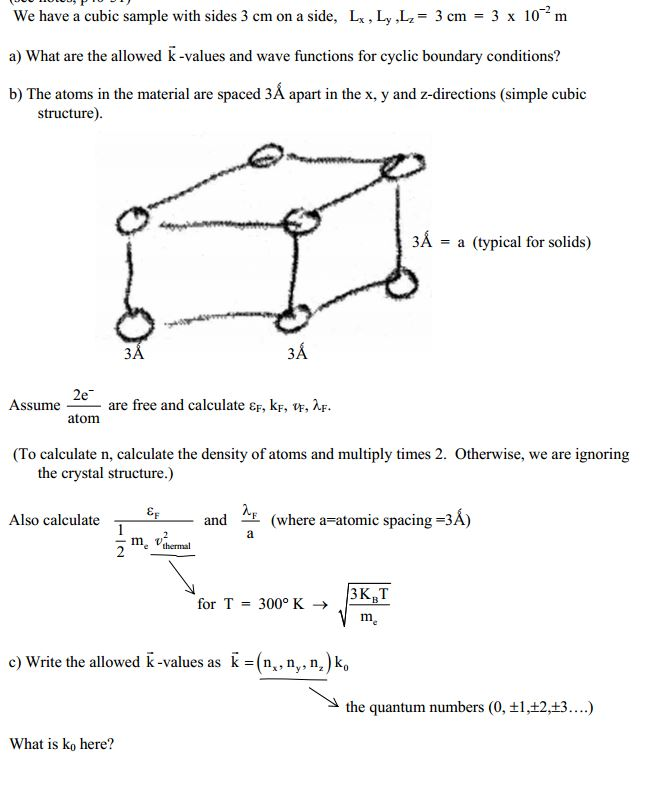 Solved We have a cubic sample with sides 3 cm on a side, L, | Chegg.com