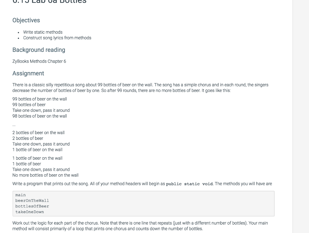Solved Objectives .Write static methods .Construct song | Chegg.com