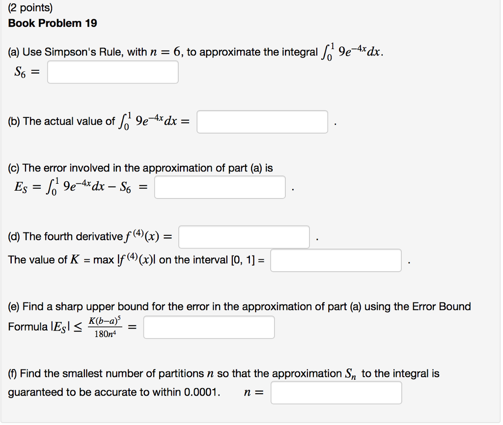Solved (a) Use Simpson's Rule, with n = 6, to approximate | Chegg.com