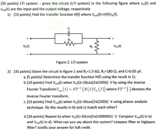 LTI system: : given the circuit (LTI system) in the | Chegg.com