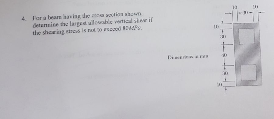 Solved 10 10 For a beam having the cross section shown, | Chegg.com