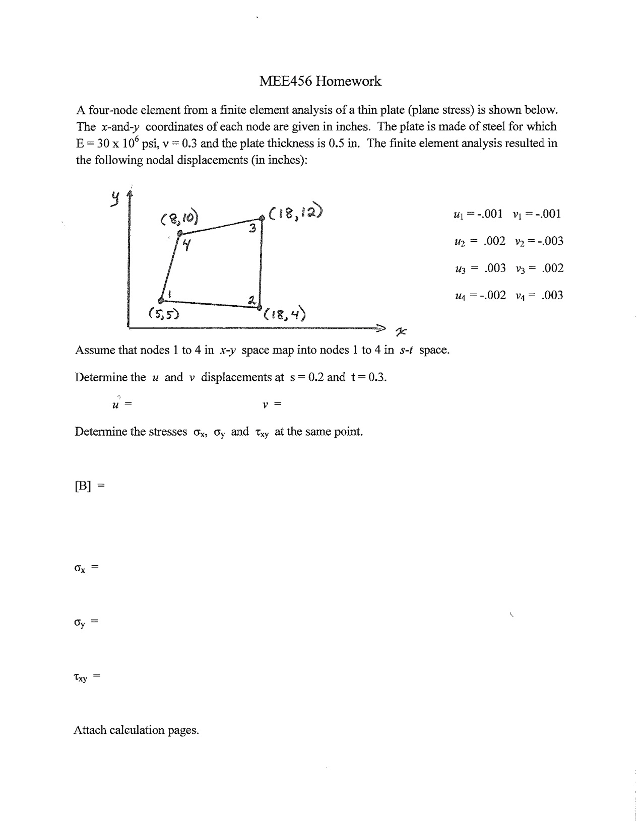 A four-node element from a finite element analysis of | Chegg.com