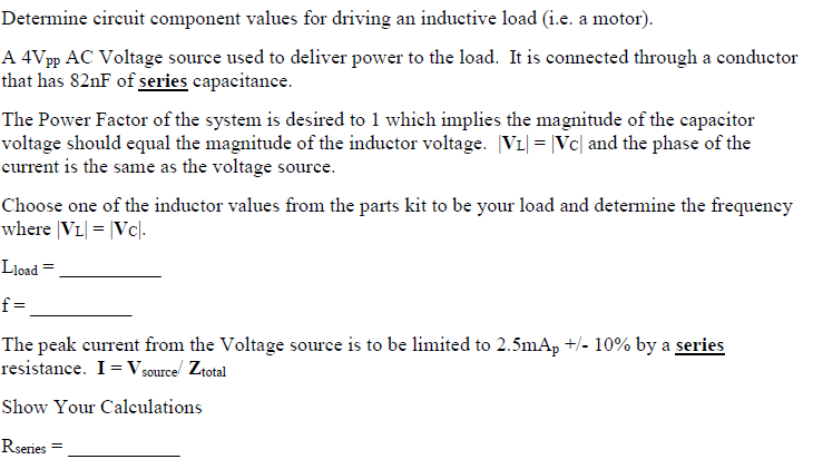 Solved Determine circuit component values for driving an | Chegg.com
