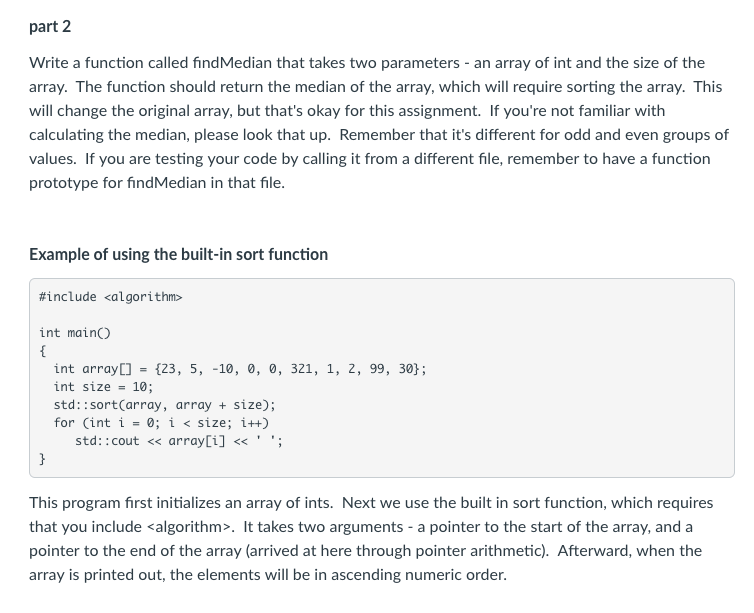 Solved part 2 Write a function called findMedian that takes | Chegg.com