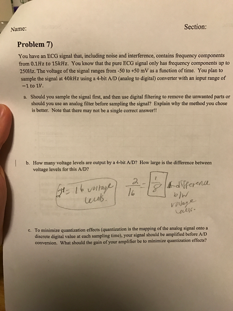 Solved Section: Name: Problem 7) You have an ECG signal | Chegg.com Solved Section: Name: Problem 7) You have an ECG signal | Chegg.com