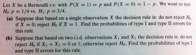 Solved Let X be a Bernoulli r.v. with P(X = 1) = p and P(X = | Chegg.com