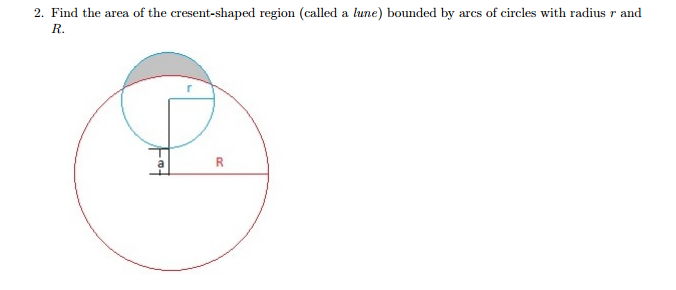 Solved Find the area of the cresent-shaped region (called a | Chegg.com
