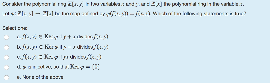 Solved Consider the polynomial ring Z[x, y] in two variables | Chegg.com