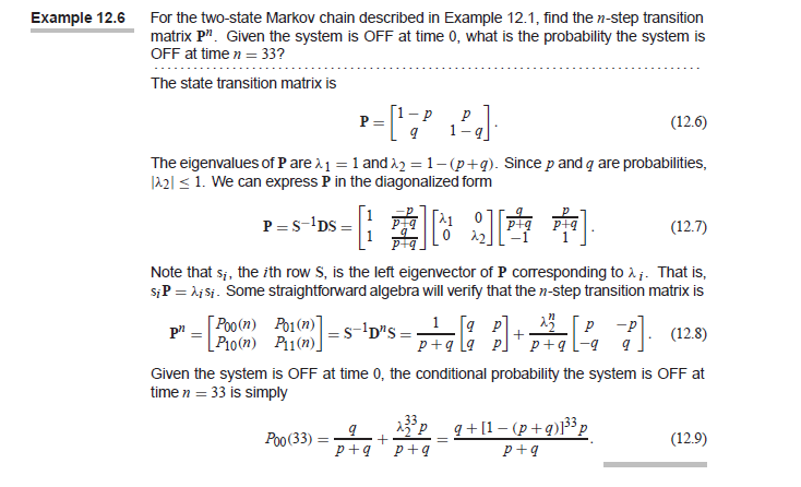 Example 12.6 For the two-state Markov chain described | Chegg.com