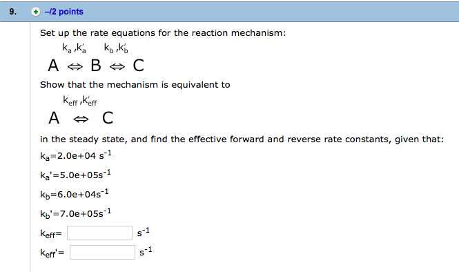 Solved Set up the rate equations for the reaction mechanism: | Chegg.com