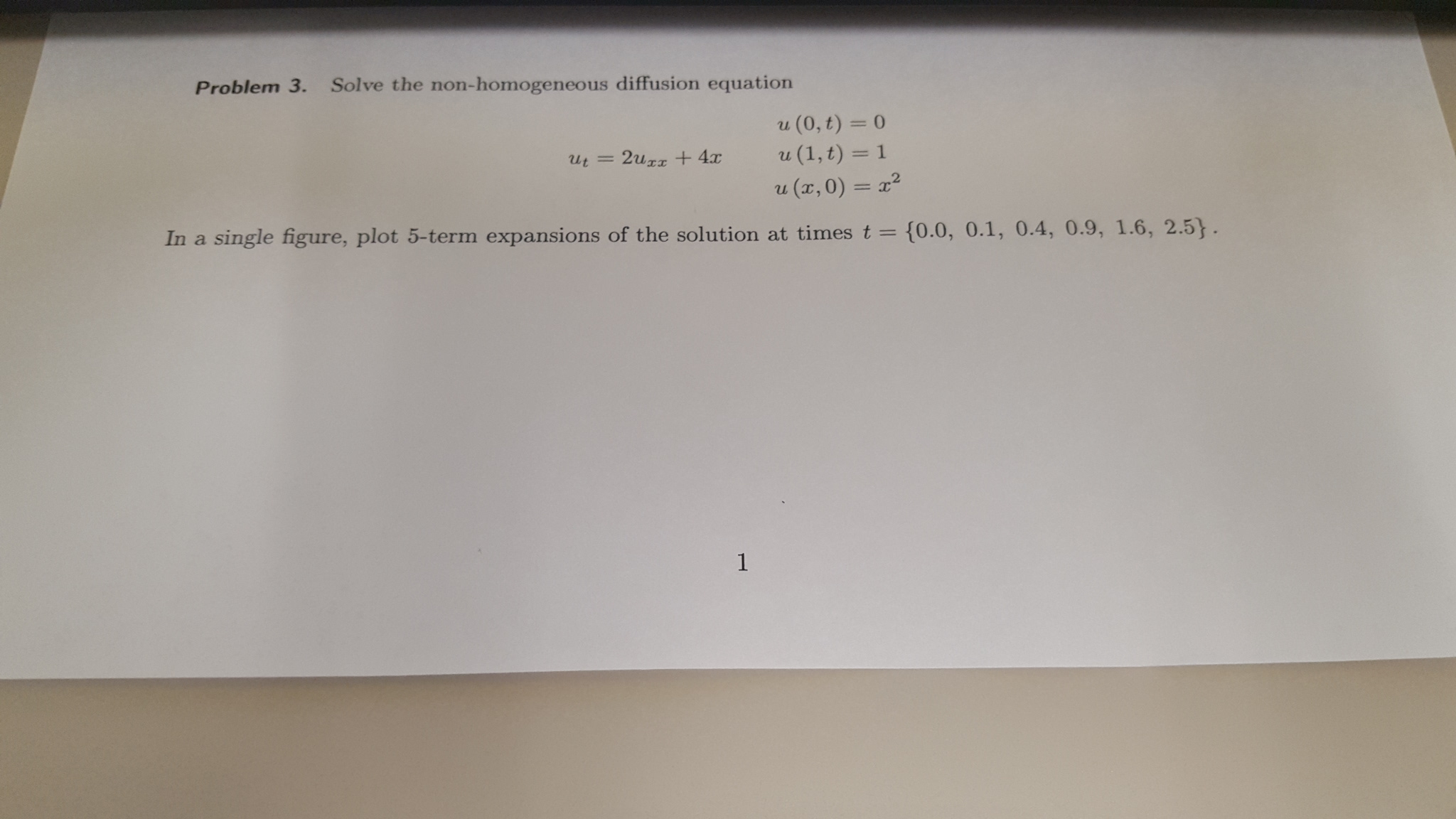 Solved Solve The Non Homogeneous Diffusion Equation U T