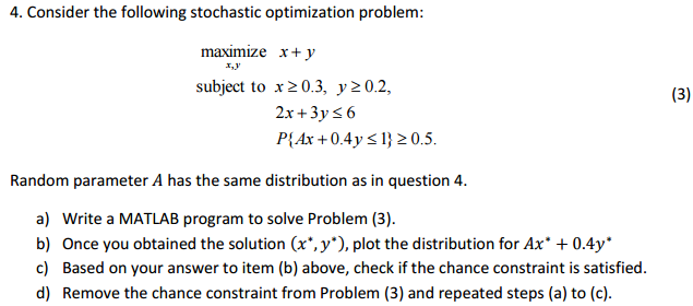 Solved Consider the following stochastic optimization | Chegg.com