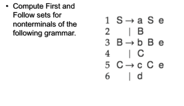 Solved Compute First and Follow sets for nonterminals of the | Chegg.com Solved Compute First and Follow sets for nonterminals of the | Chegg.com