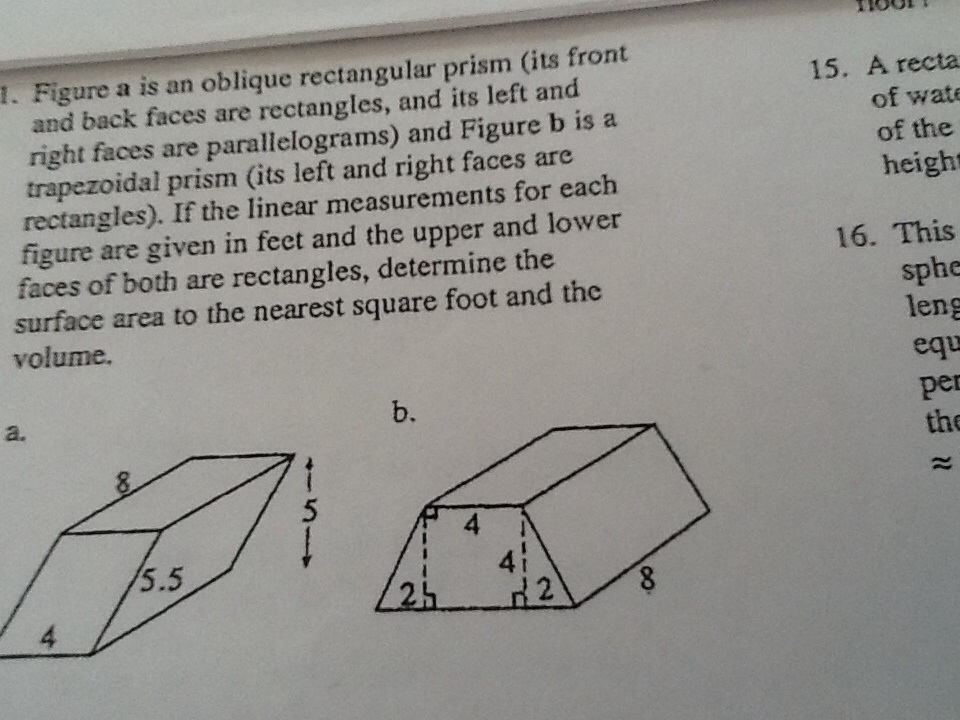 Solved Figure a is an oblique rectangular prism (its front | Chegg.com
