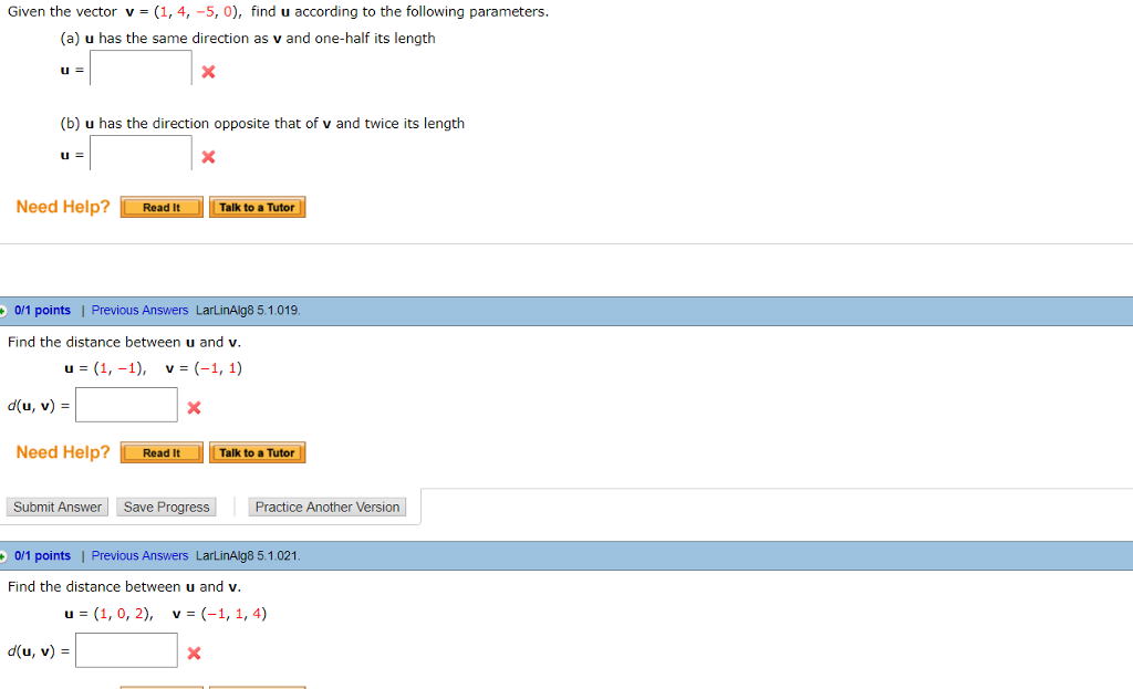 Solved Given the vector v = (1, 4, -5, 0), find u according | Chegg.com