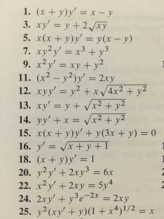 Solved (x + y) y' = x - y xy' = y + 2 Squareroot xy x (x+ | Chegg.com