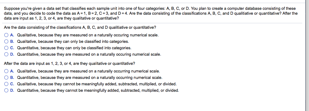 Solved Suppose You Re Given A Data Set That Classifies Each
