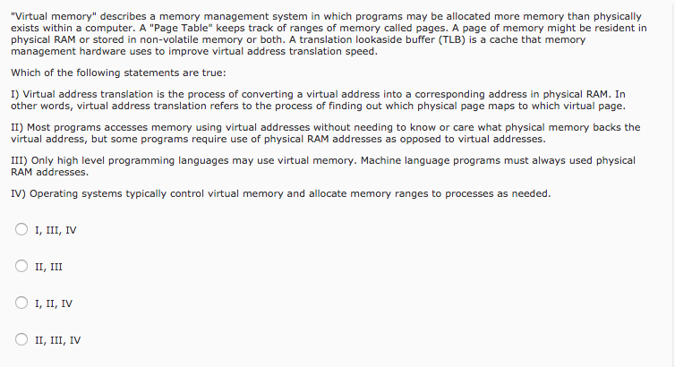 Solved Virtual memory describes a memory management system | Chegg.com
