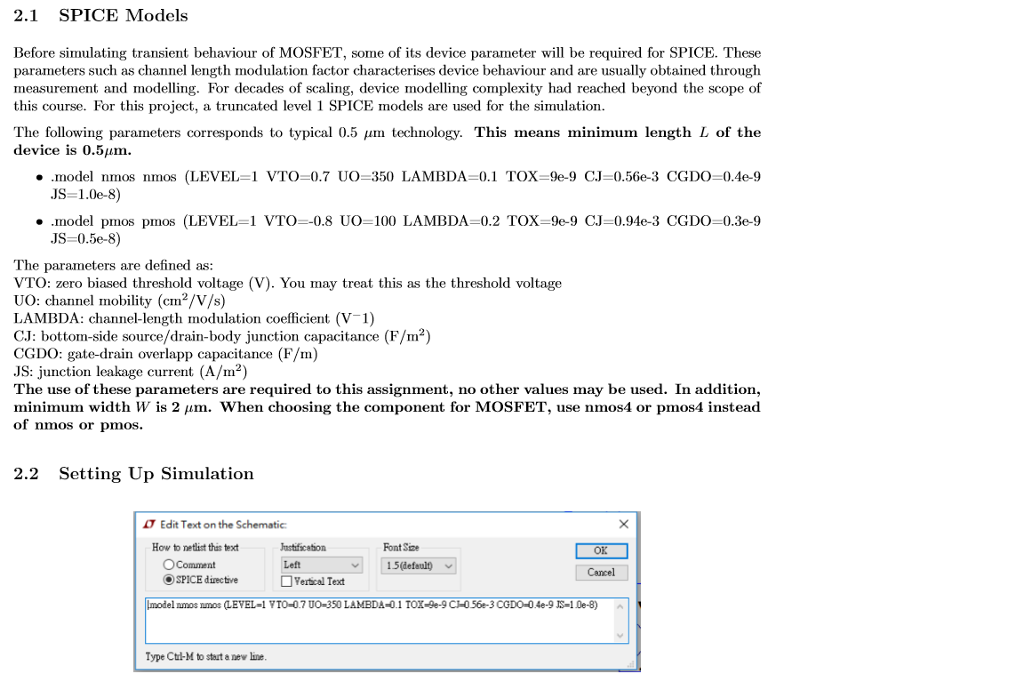 Solved 2.1 SPICE Models Before simulating transient | Chegg.com