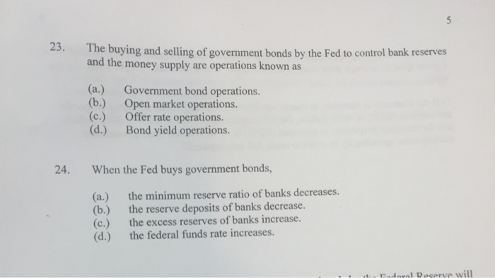 Solved The buying and selling of government bonds by the Fed | Chegg.com