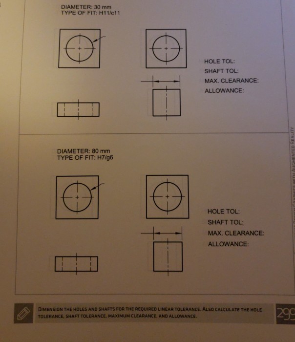 Solved DIMENSION THE HOLES & SHAFTS FOR THE REQUIRED LINEAR | Chegg.com