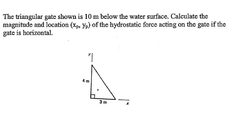 Solved The triangular gate shown is 10 m below the water | Chegg.com