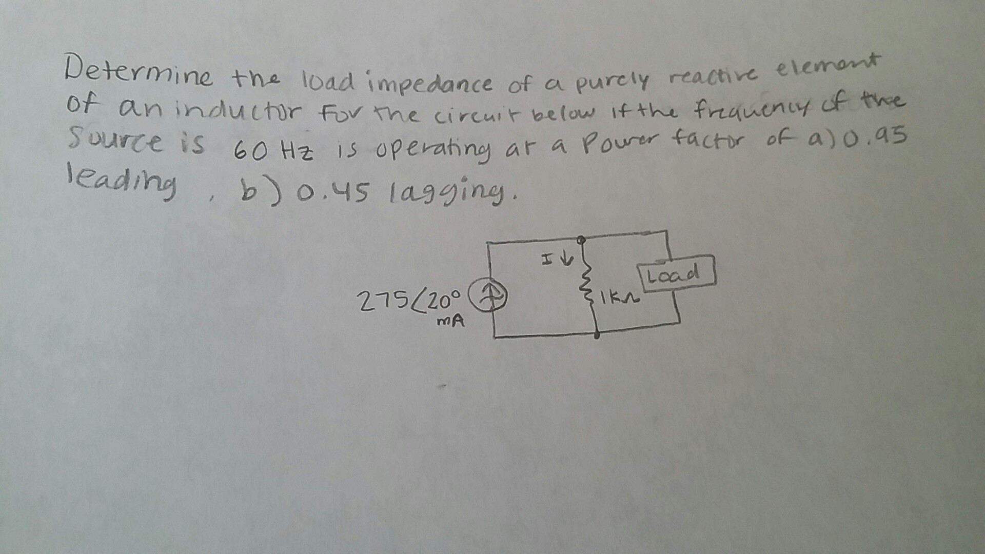 Solved Determine the load impedance of a purely reactive | Chegg.com