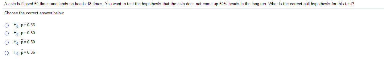 Solved A coin is flipped 50 times and lands on heads 18 | Chegg.com