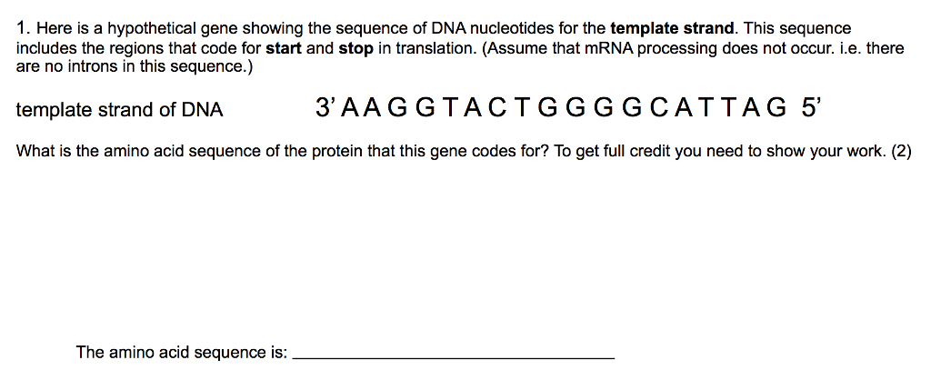 Solved Here is a hypothetical gene showing the sequence of | Chegg.com