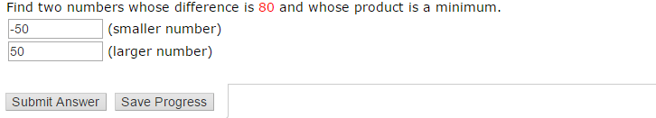 Solved Find two numbers whose difference is 80 and whose | Chegg.com