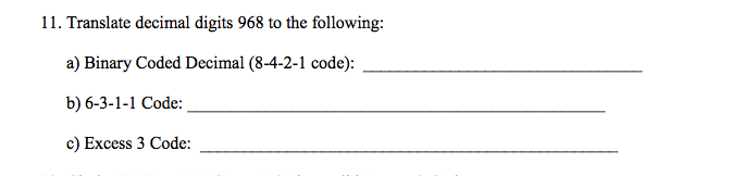Solved Translate decimal digits 968 to the following: a) | Chegg.com